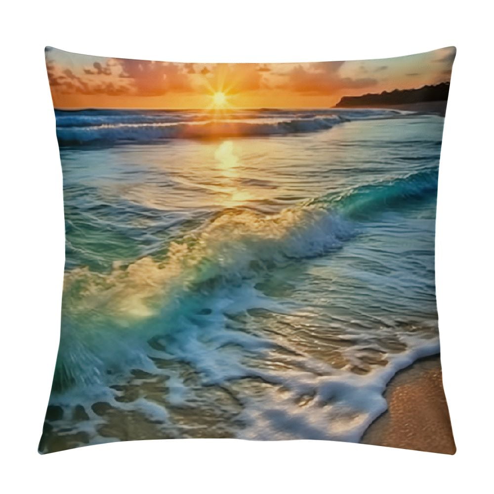 Nawypu Tropical Sea Beach Ocean Waves Pillow Cover Seaside Scene Island ...