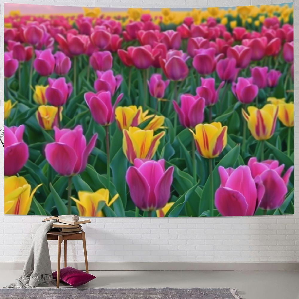 Nawypu Tulips Tapestry Wall Hanging Decor For Bedroom Living Room Home ...
