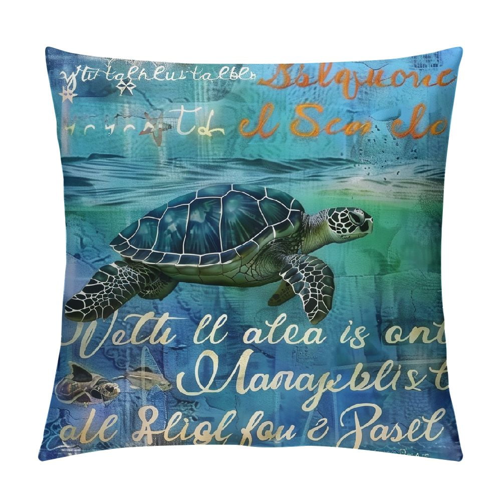 Nawypu Turtle Pillow Covers Sea Turtle Decor, Coastal Pillow Covers ...
