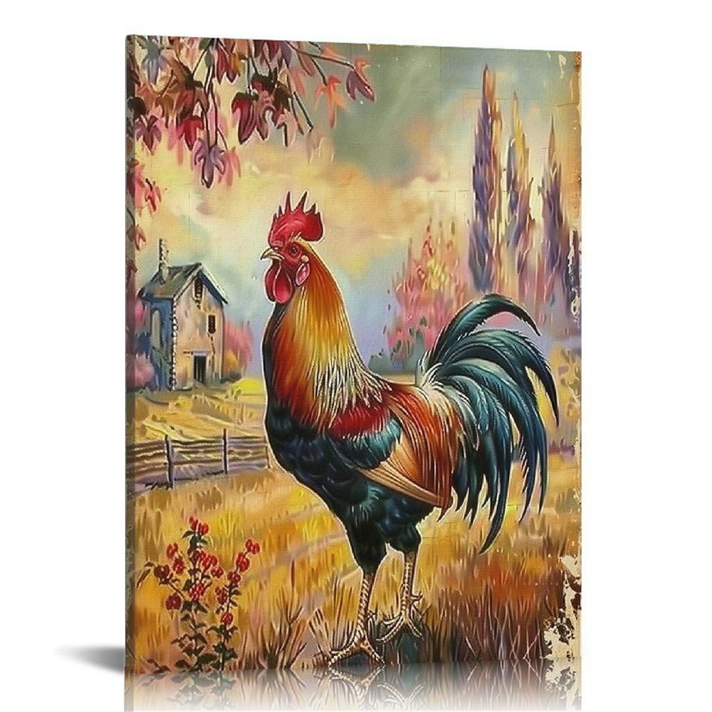 Nawypu Tuscan Rooster II Canvas Wall Art Print, Rooster Artwork ...