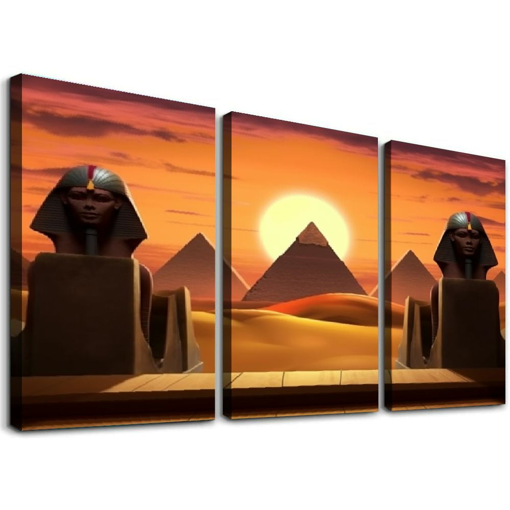 Nawypu Two Ancient Egypt Pharaohs Abstract Pyramid And Sunrise Canvas ...
