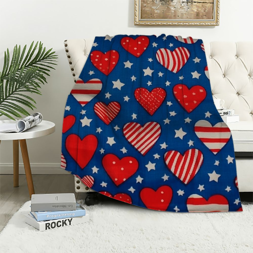 Nawypu - USA Hearts & Stars Super Plush Blanket - Perfect for Gifts ...