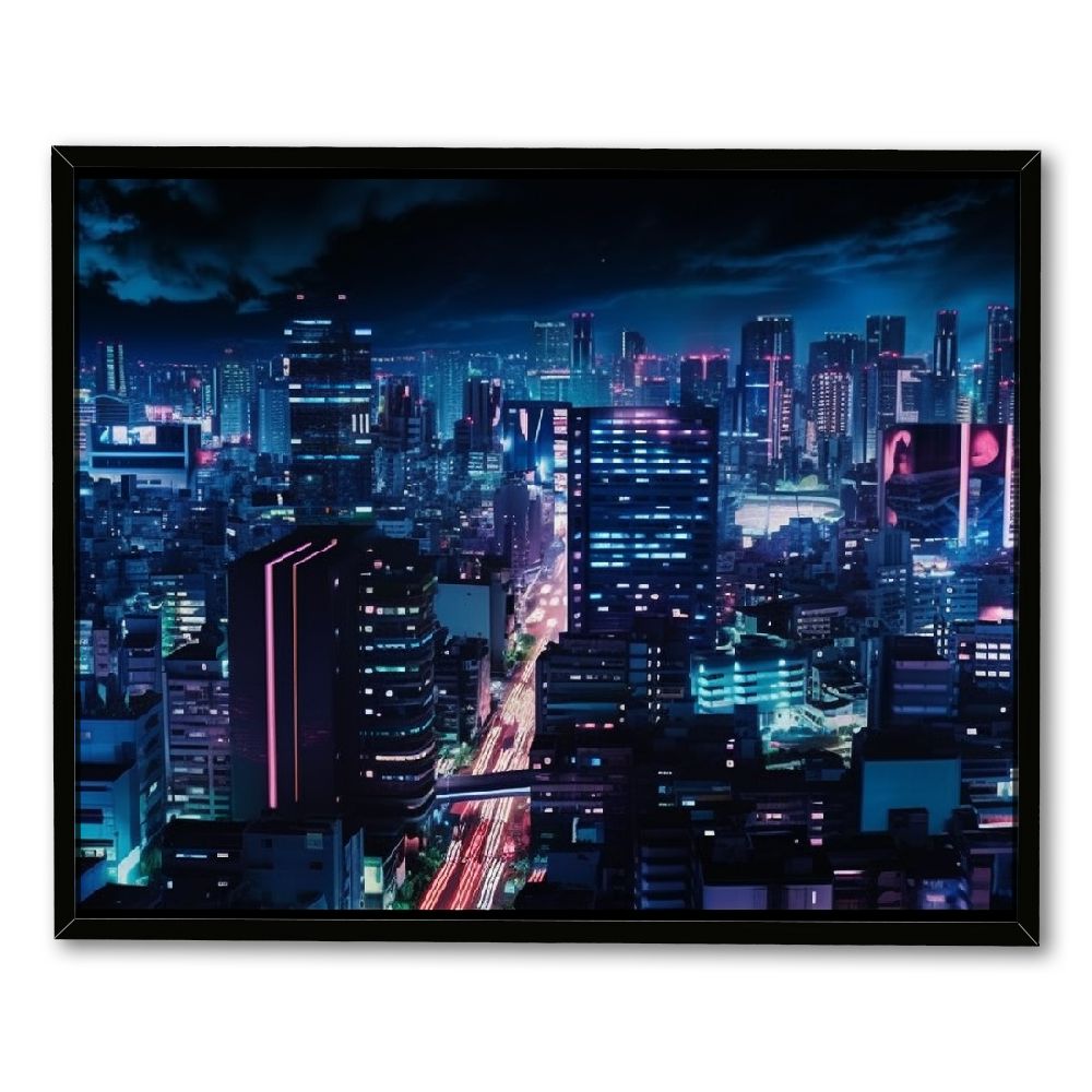 Nawypu Urban Night City Down Town Wall Art City Skyline Picture Canvas ...