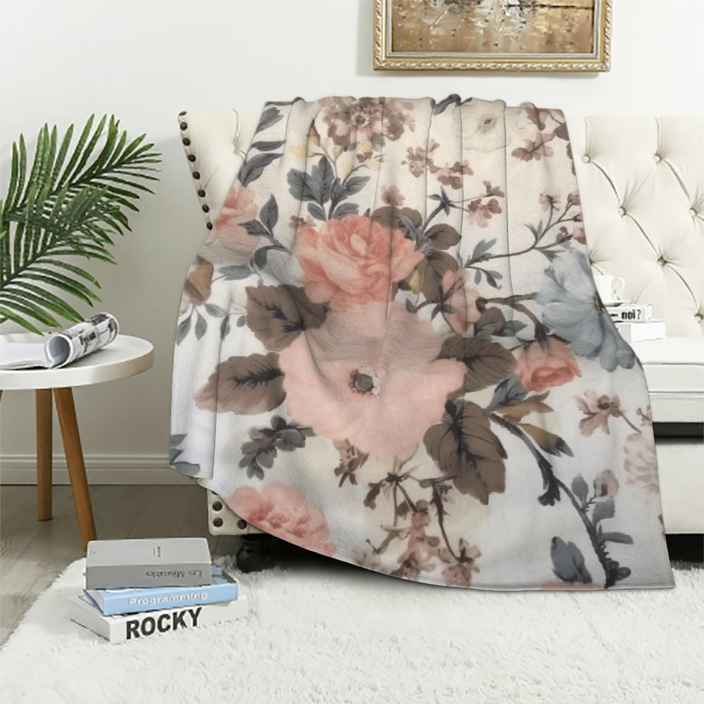 Nawypu VCNY Decorative Throw Blanket: Large Floral Watercolor Design ...