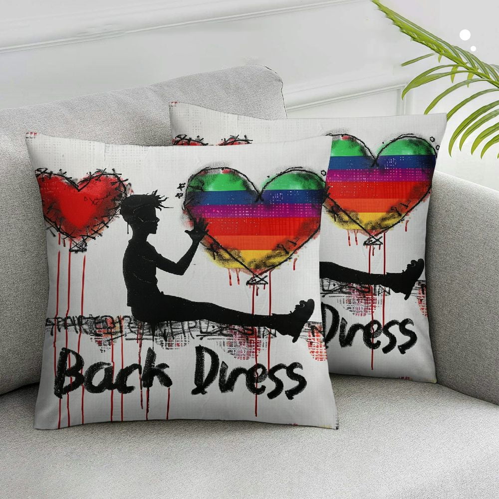 Nawypu Valentine's Day Rainbow Pride Pillow Cover - Peace Sign, Heart ...