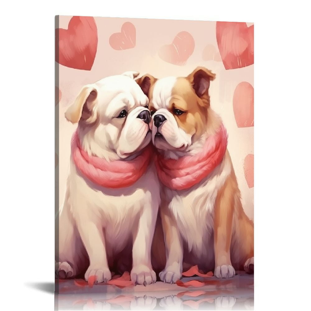 Nawypu Valentine's Day Square On Canvas Wll Art Pet Dog Romantic Love ...
