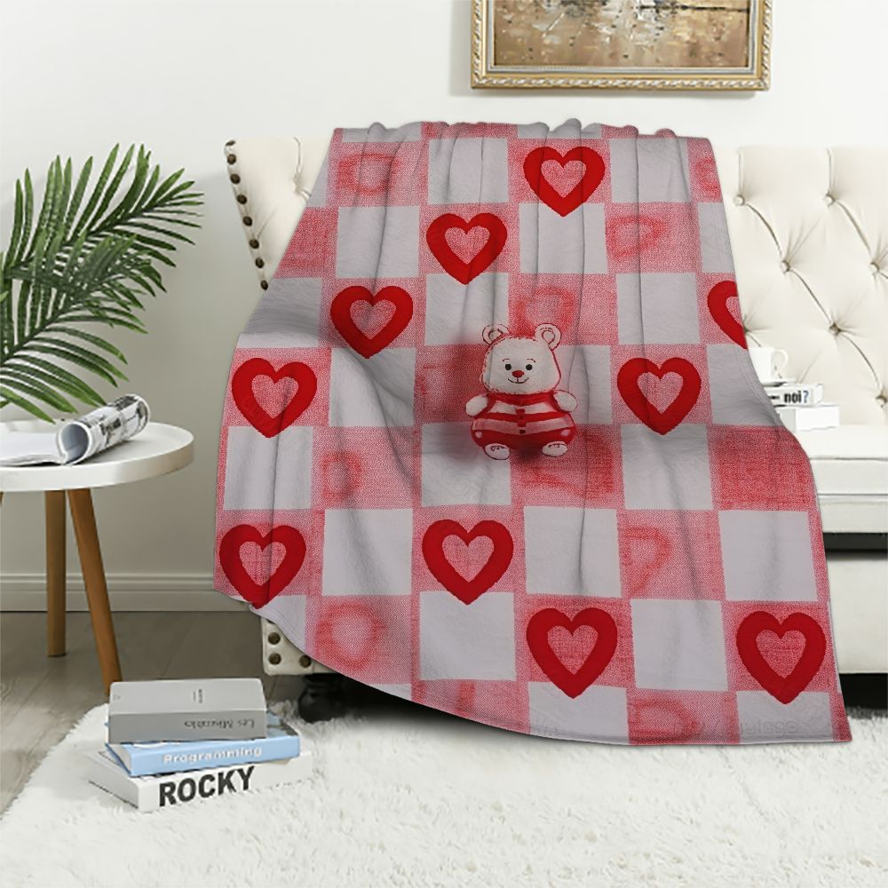 Nawypu Valentine's Day Throw Blanket with Gift Bag, Red White Check Bed ...