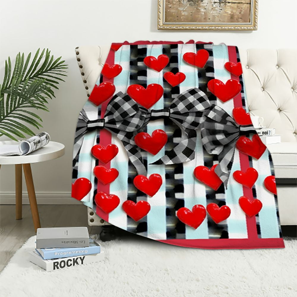 Nawypu Valentines Day Throw Blanket Buffalo Paid Throw Blanket for ...