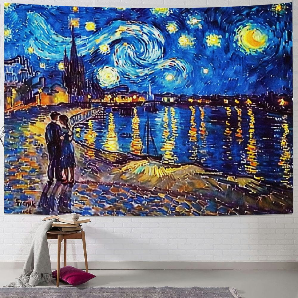 Nawypu Van Decor Hanging Tapestry Van Gogh Tapestry Elegant Psychedelic ...