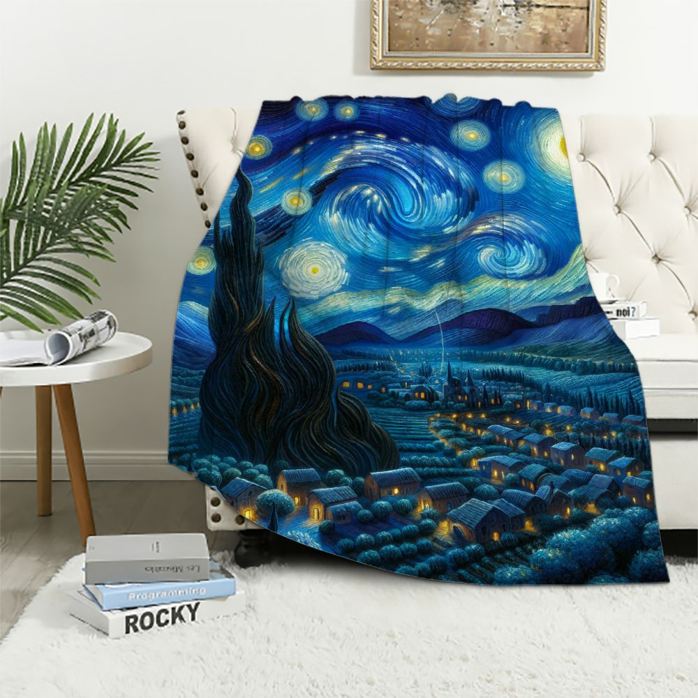Nawypu Van Gogh Classic Arts Starry Night Flannel Bed Blanket Throw ...