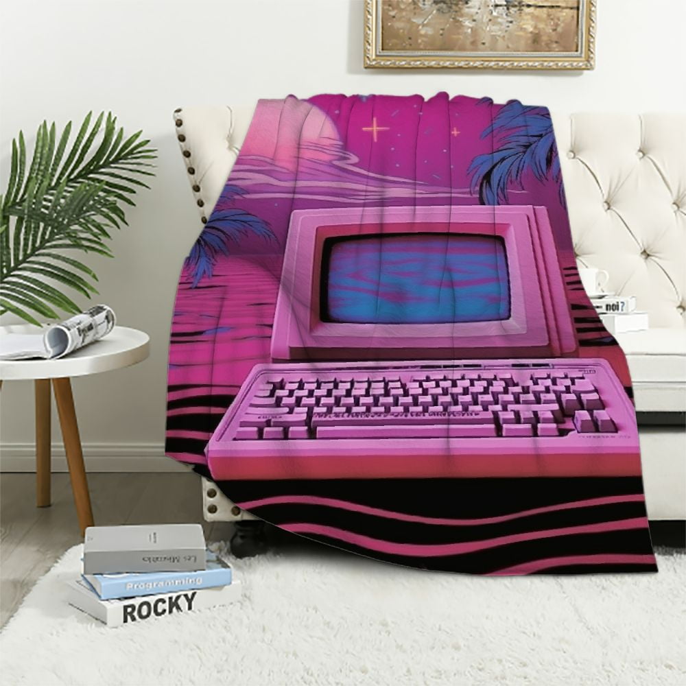Nawypu Vaporwave Computer Neon Vintage Art Blanket Flannel Blankets ...