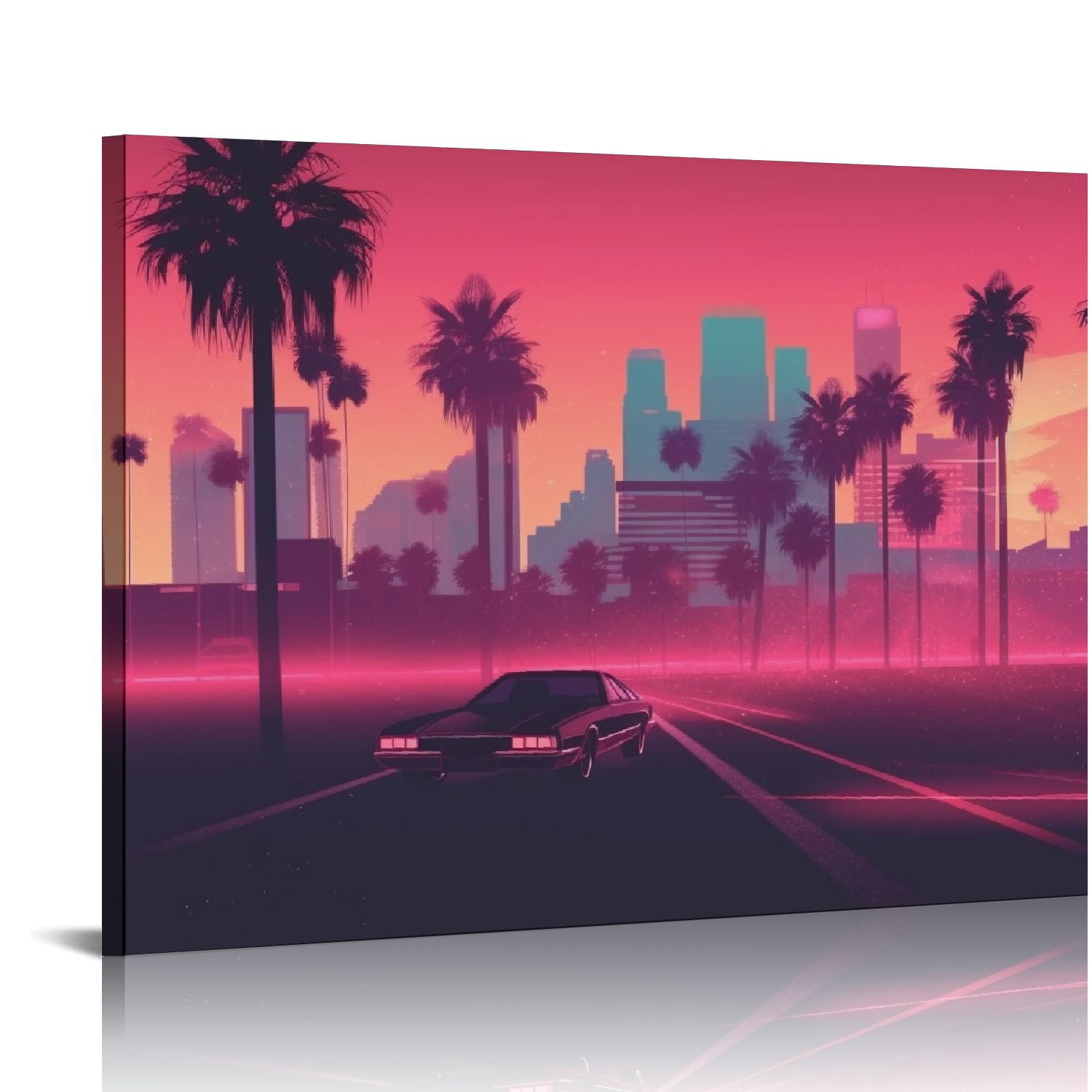 Nawypu Vaporwave Retrowave and Outrun Car Poster Canvas Wall Art ...
