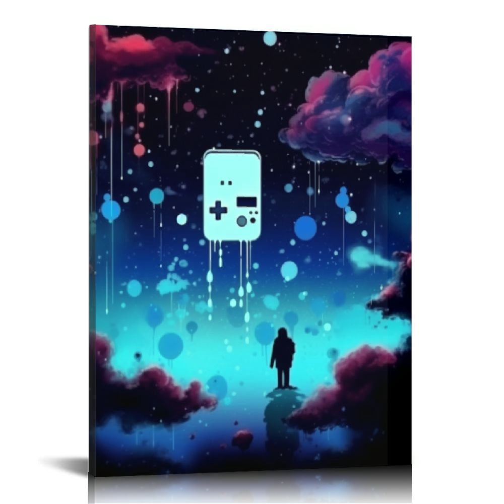 Nawypu Video Game Wall Art-Galaxy Colorful Framed Wall Decor, Boy's ...