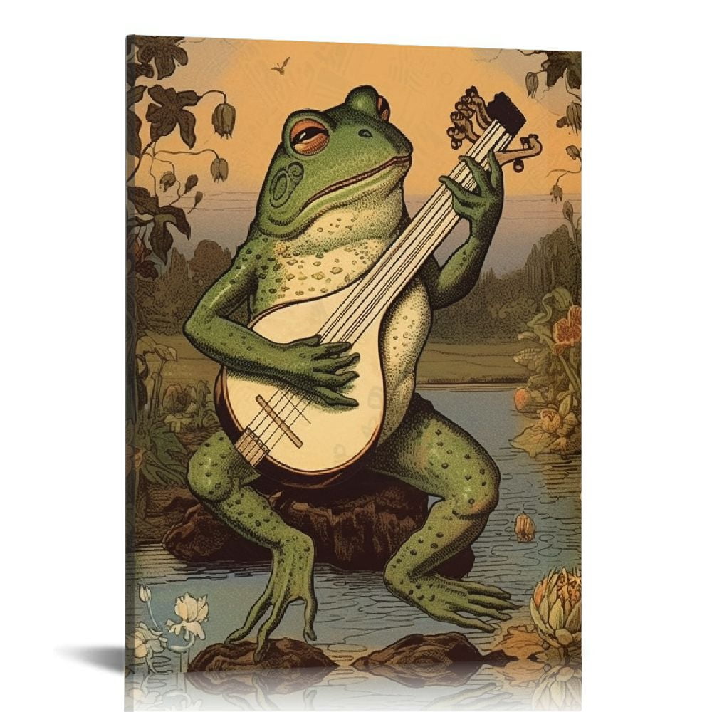 Nawypu Vintage Banjo Frog Art Posters Canvas Painting Creativity ...