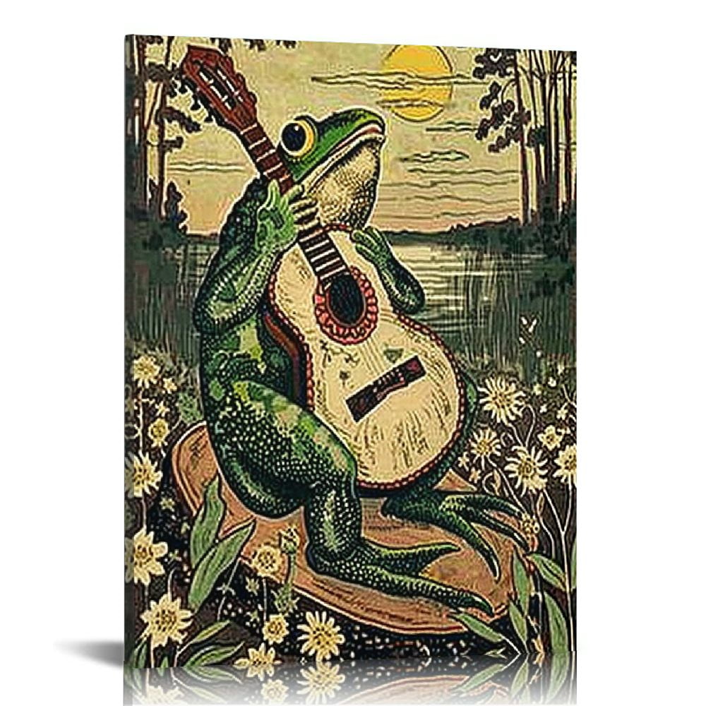 Nawypu Vintage Banjo Frog Art Posters Canvas Painting Creativity ...