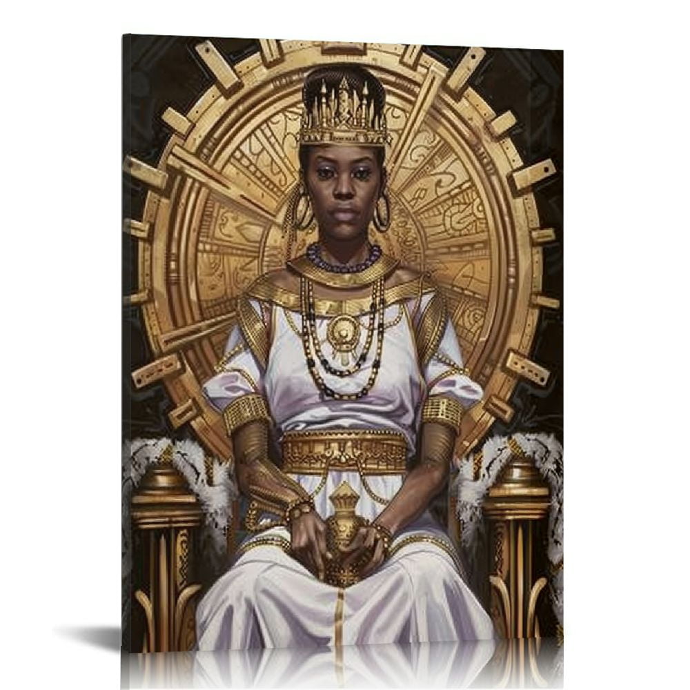 Nawypu Vintage Black King and Queen Canvas Wall Art Black Couple African American Men Portrait ...
