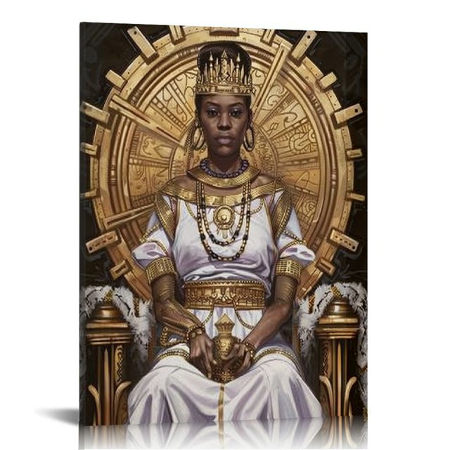 Nawypu Vintage Black King and Queen Canvas Wall Art Black Couple African American Men Portrait ...