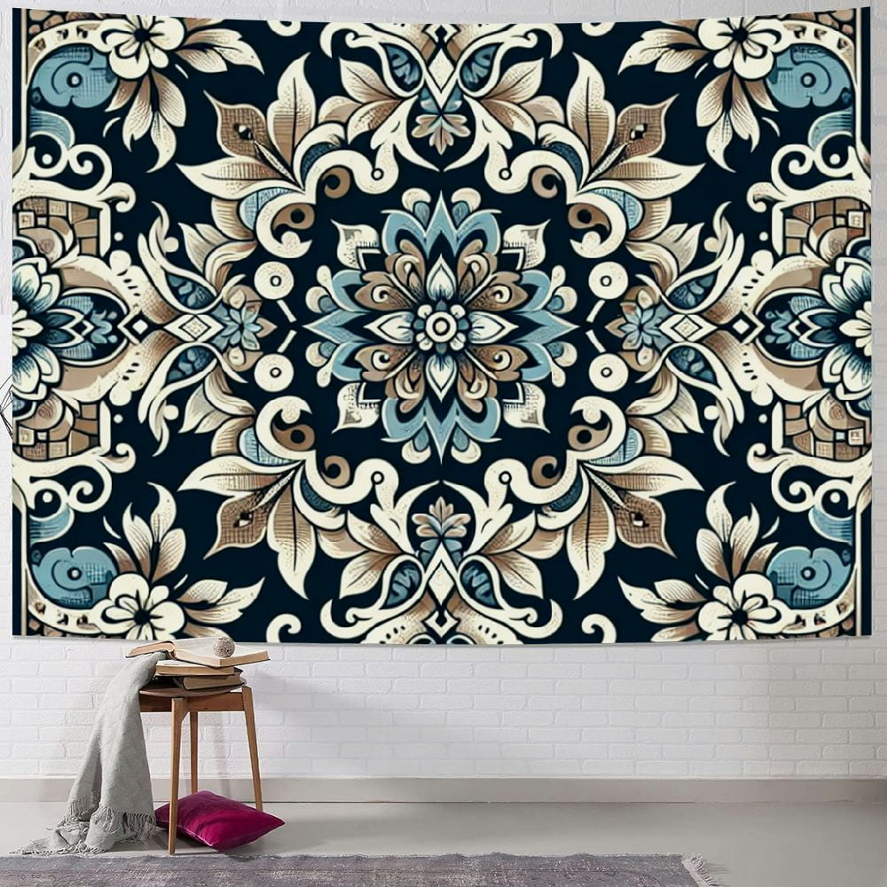 Nawypu Vintage Brown Flower Mandala Floral Pattern Green Home Decor ...