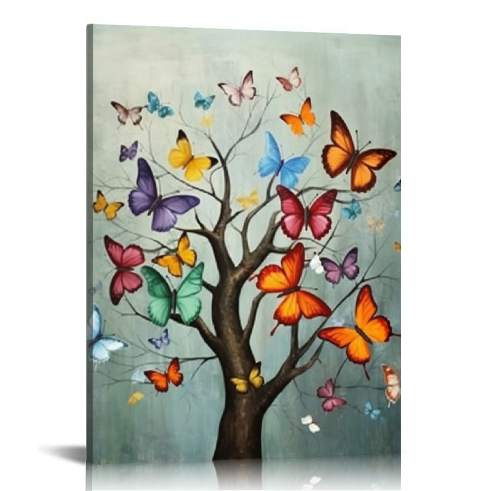 Nawypu Vintage Butterfly Canvas Wall Decor Prints Retro Inset Artwork ...