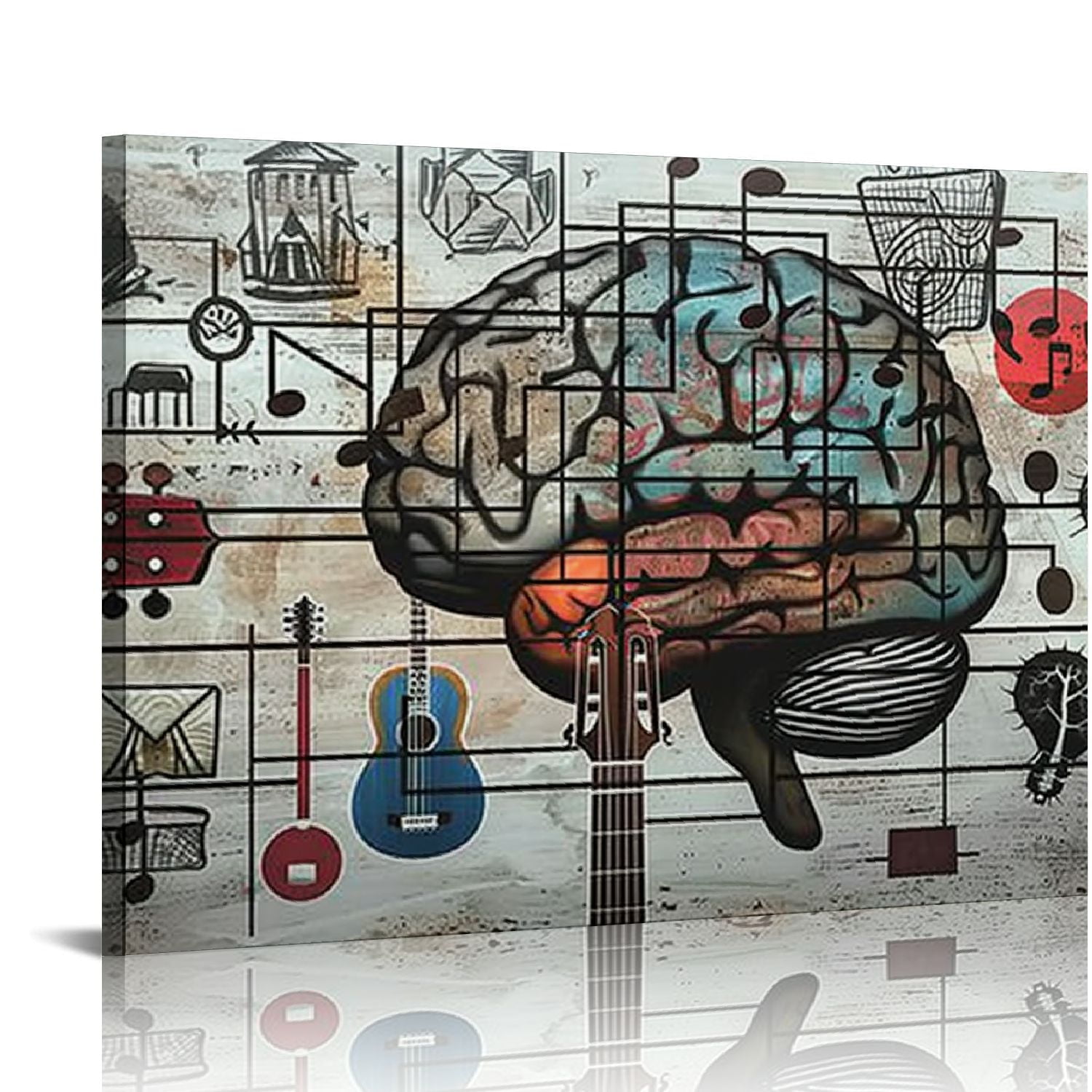 Nawypu - Vintage Canvas Wall Art Human Brain Left and Right Brain ...
