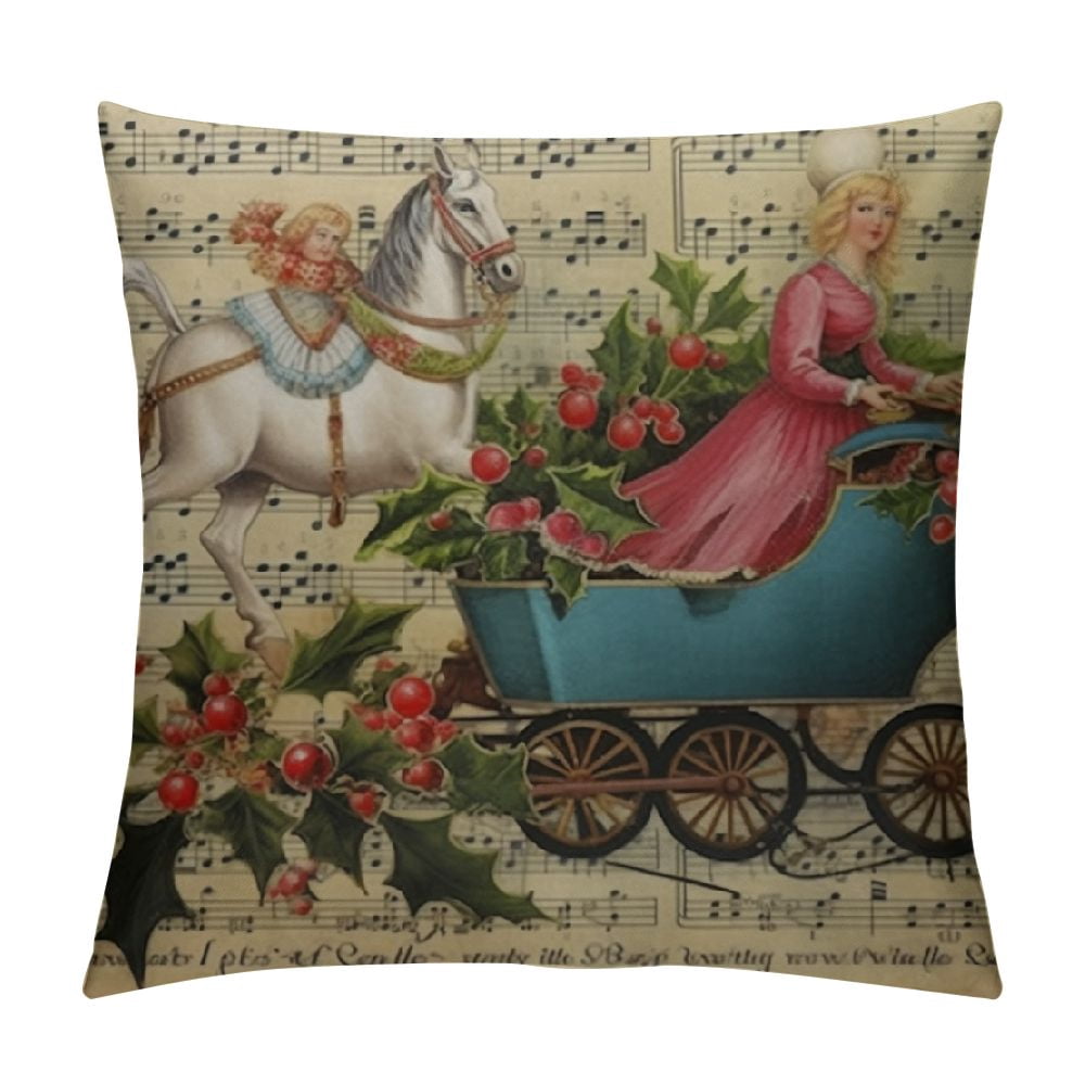 Nawypu Vintage Christmas Angels Couch Throw Pillows Old Fashioned Santa ...