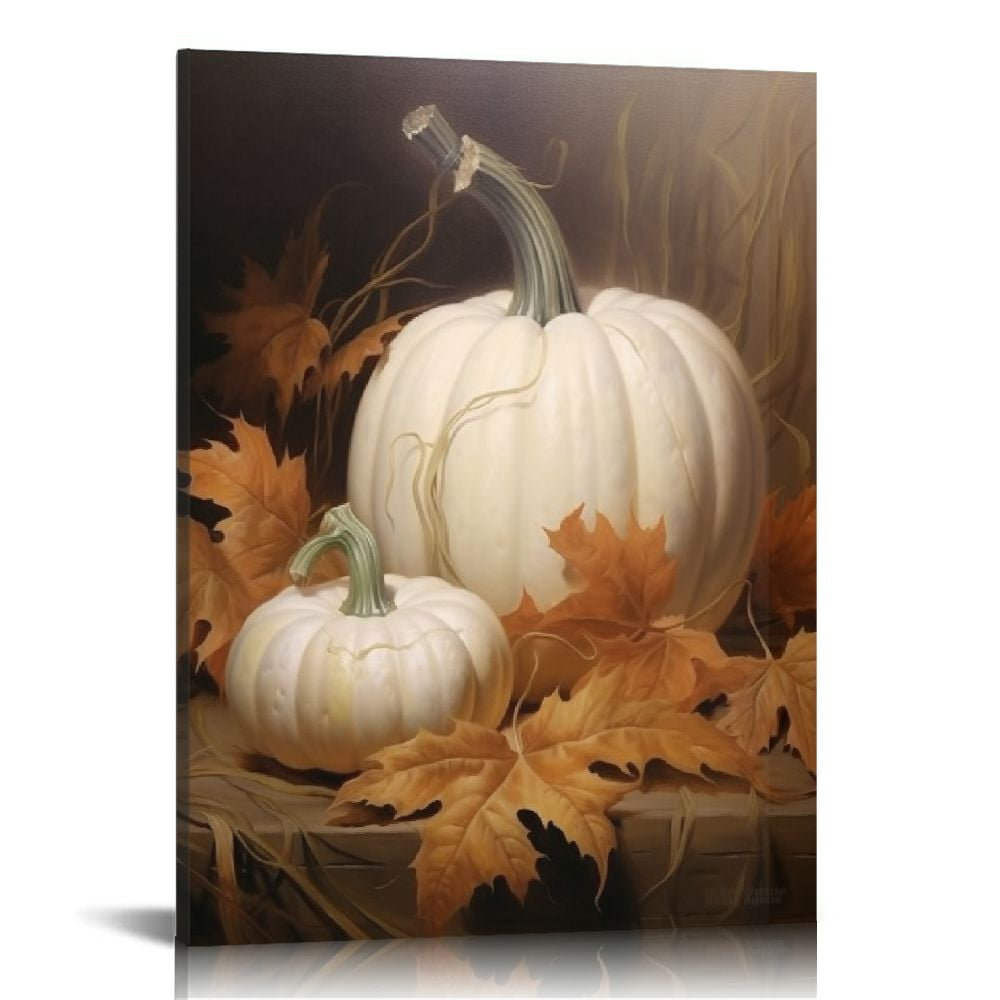 Nawypu Vintage Fall Sunflower Pumpkin Maple Leaf Canvas Wall Art, Fall ...