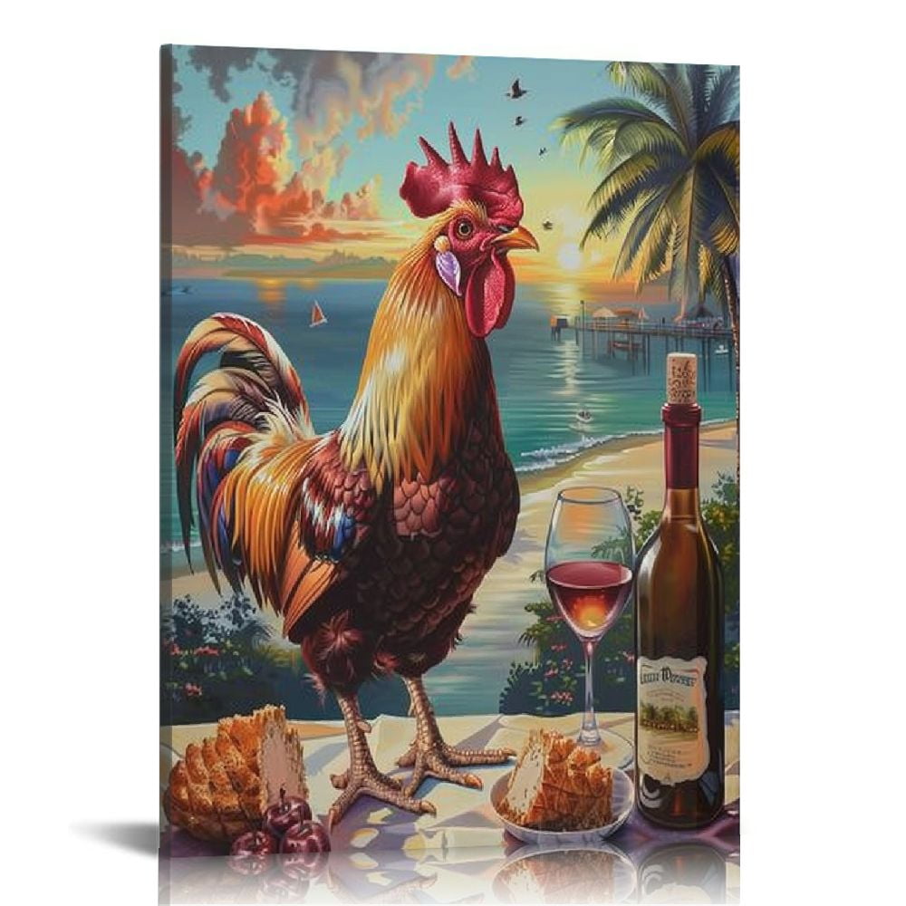 Nawypu Vintage Farmhouse Rooster Canvas Prints Wall Art Modern Pictures ...