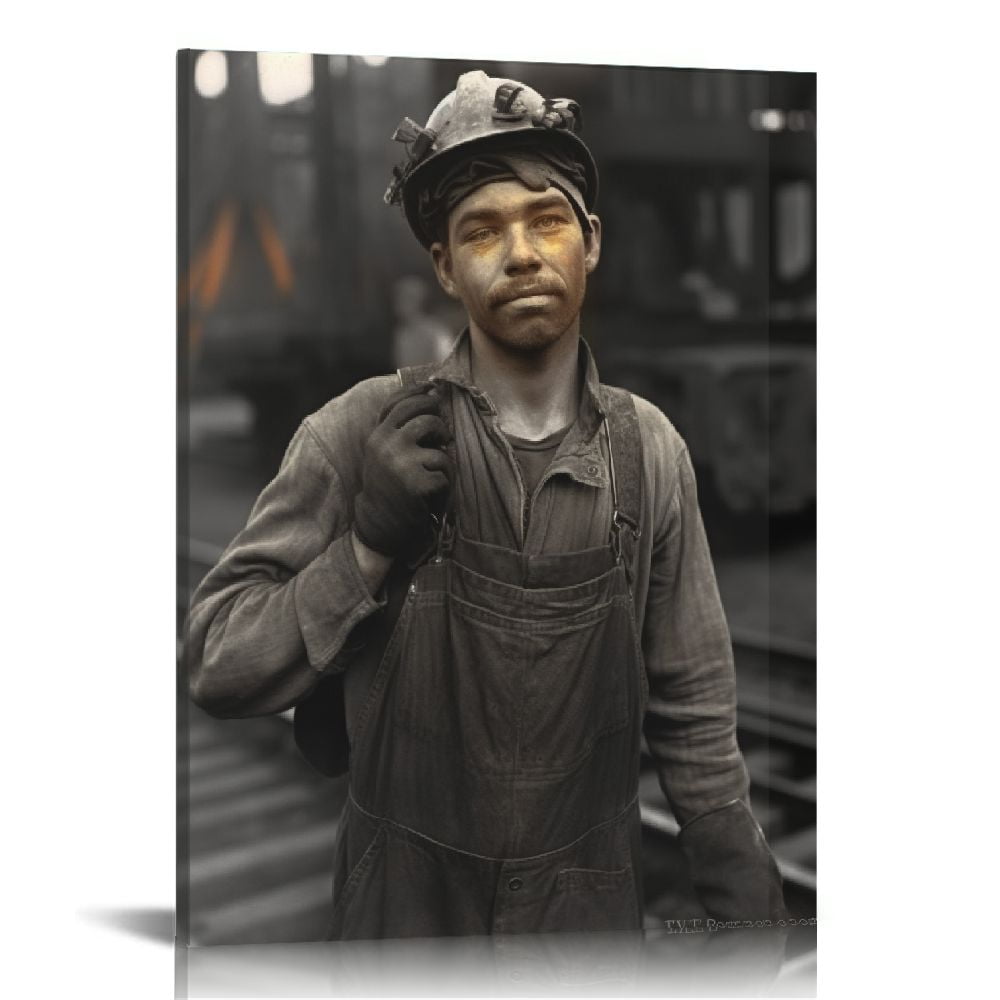 Awypu Vintage Figure Portrait Painting Poster Child Coal Miner - Coal ...