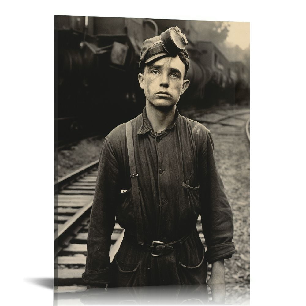 Awypu Vintage Figure Portrait Painting Poster Coal Miner - Coal Camp in ...