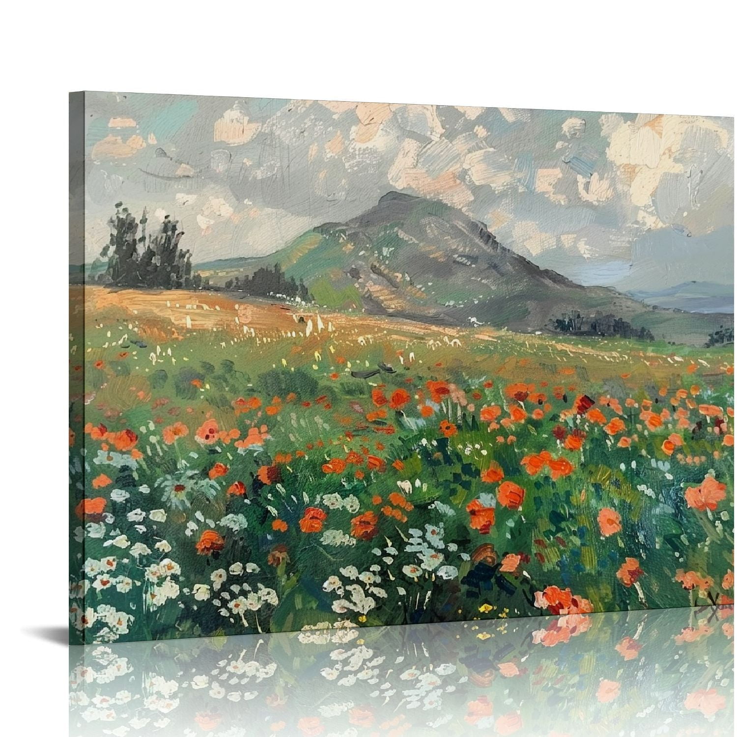 Nawypu Vintage Gold Framed Wall Art, Fields with Wild Poppies Retro ...