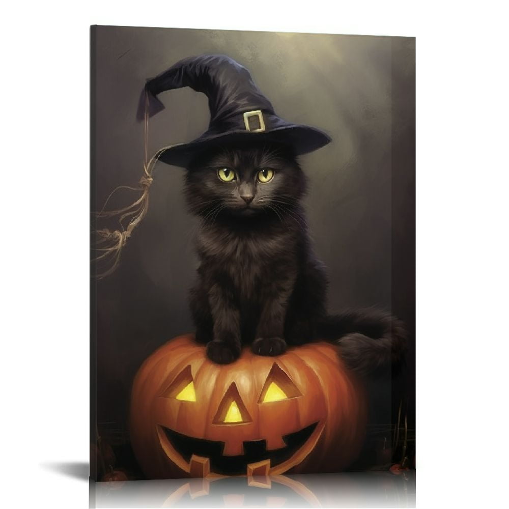 Vintage Halloween Cat Art