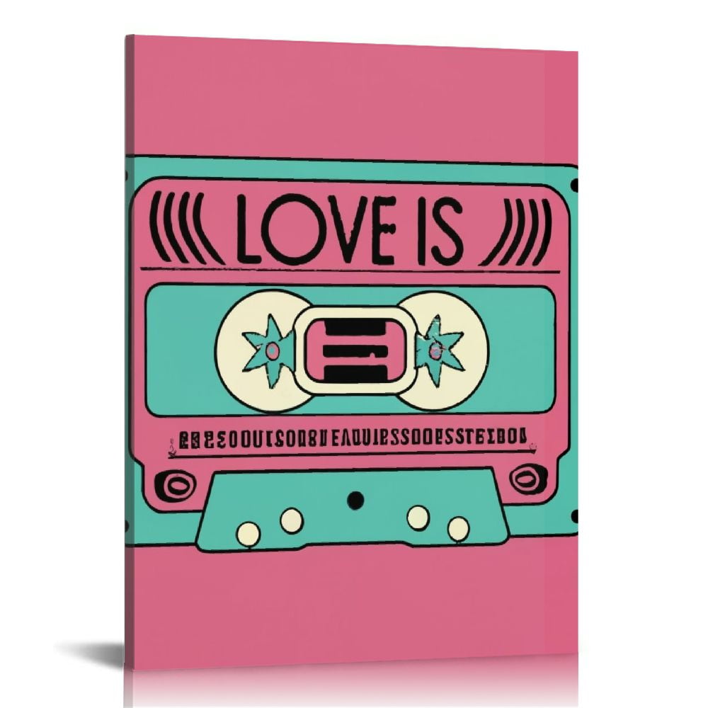 Awypu Vintage Love is A Mixtape Canvas Wall Art Print, Retro Audio ...