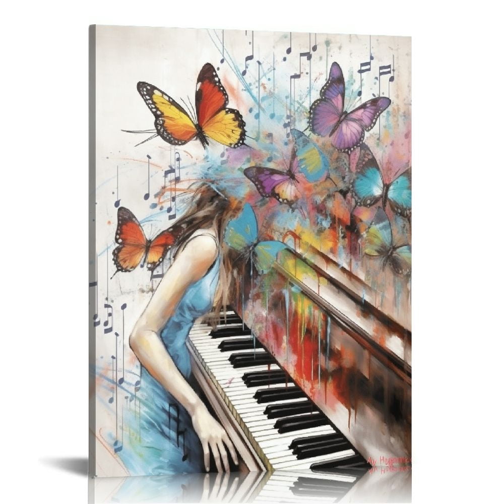 Nawypu Vintage Music Canvas Wall Art Piano Painting Picture Print on ...