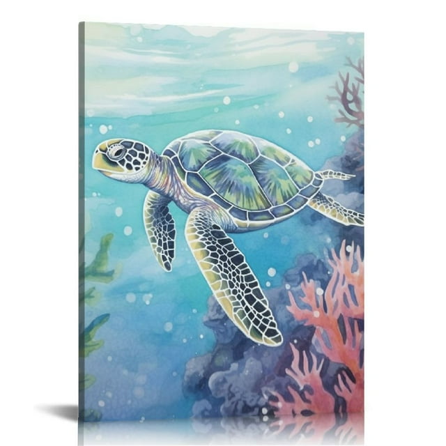 Nawypu Vintage Ocean Beach Summer Sea Turtle Canvas Wall Art Prints ...