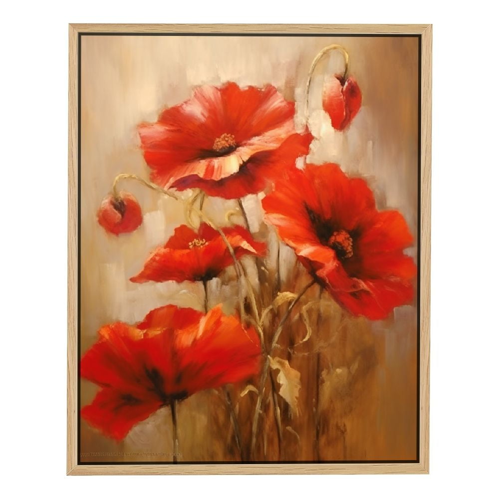 Nawypu Vintage Poppy Canvas Wall Art Red Poppies Picture Large Red ...