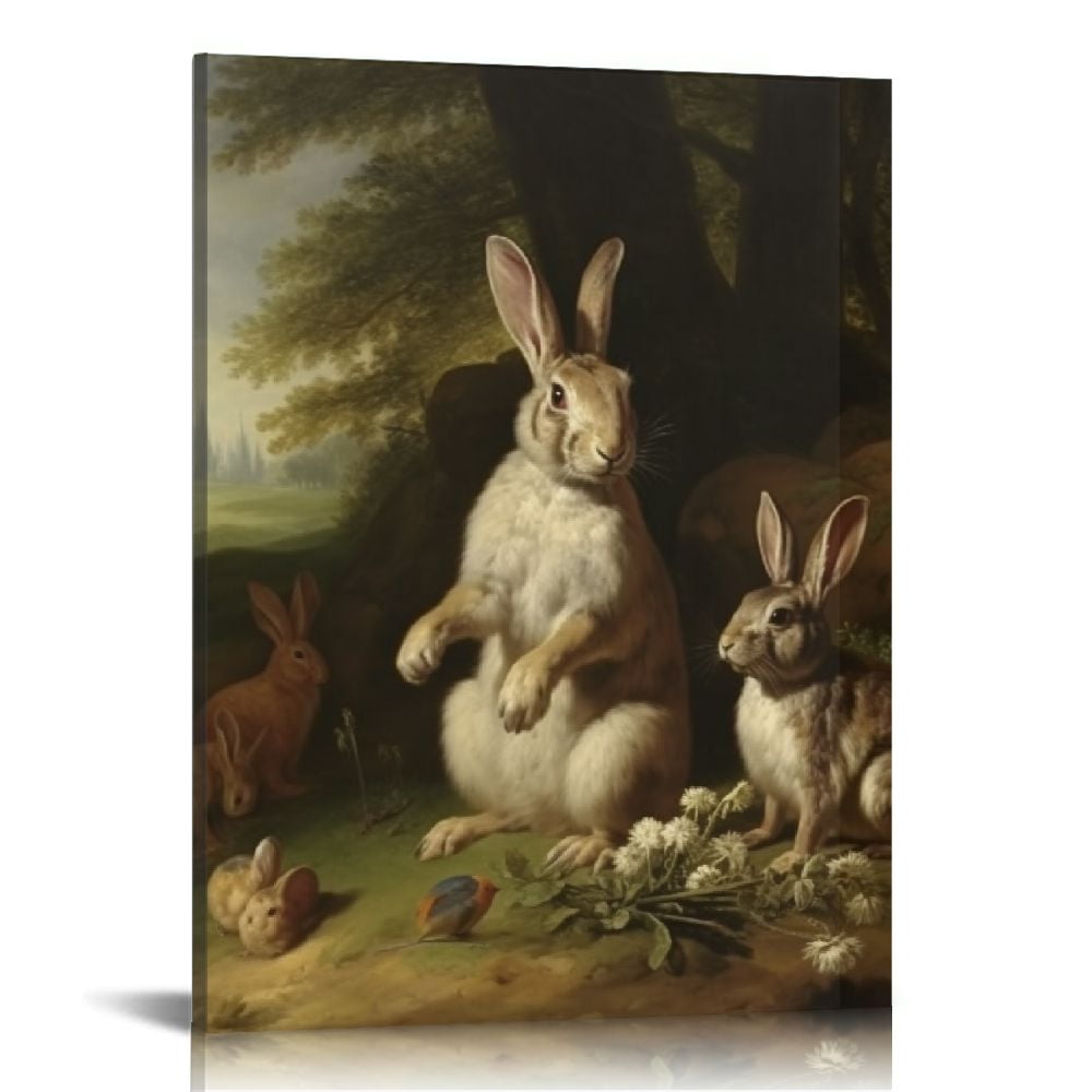 Nawypu Vintage Rabbit Poster Print - Spring Easter Bunny Wall Art ...