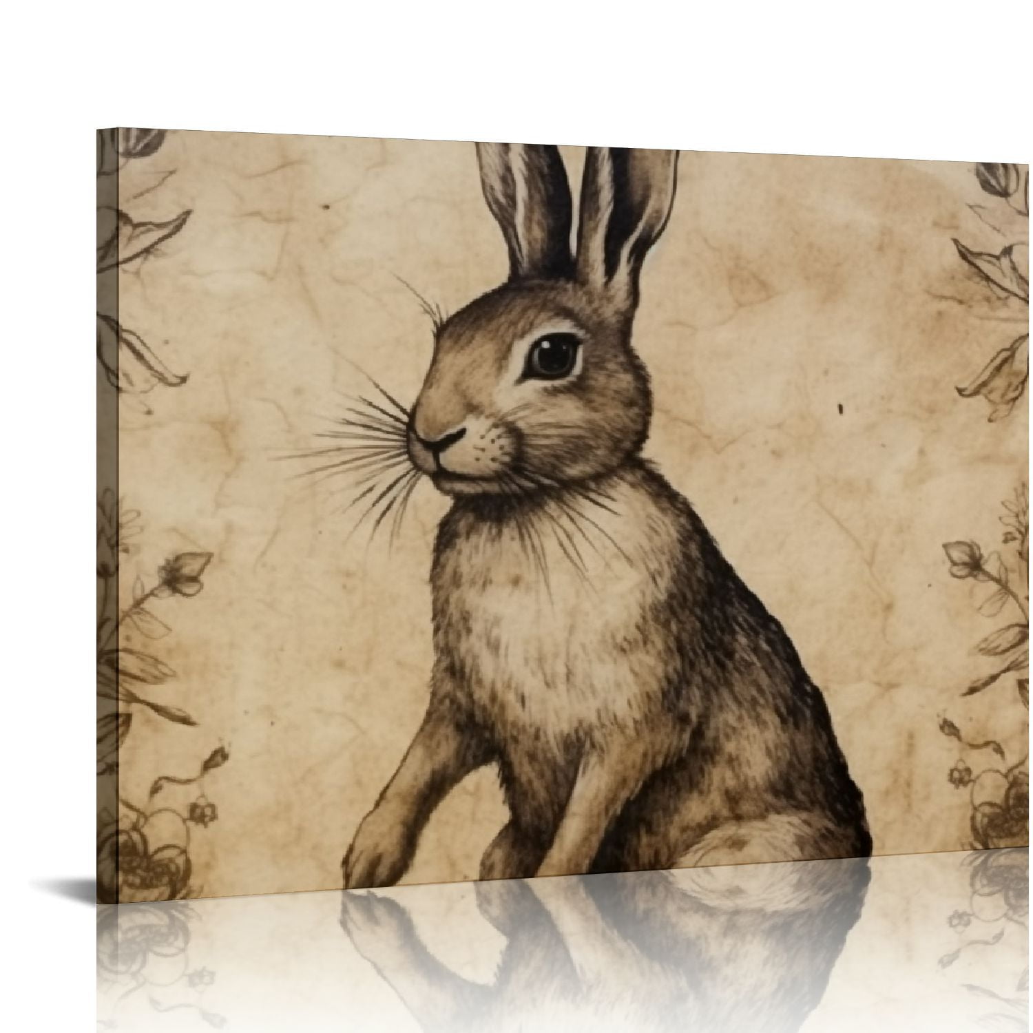 JEUXUS Vintage Rabbit Wall Art Canvas Rabbit And Feed, Easter Modern ...