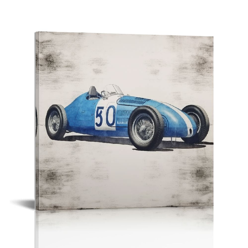 Nawypu Vintage Race Car Canvas Wall Art Framed Old Racing Car Painting ...