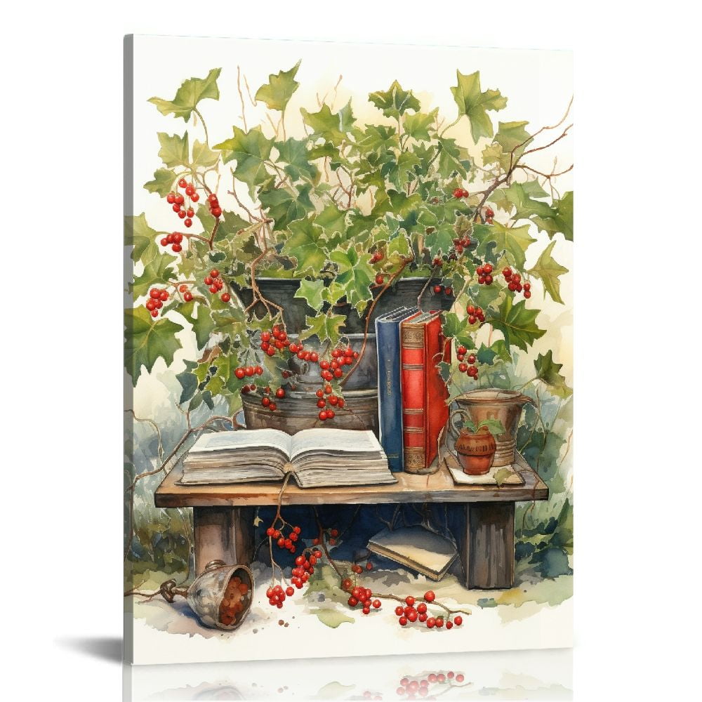 Nawypu Vintage Rustic Christmas Canvas Wall Art Book Art Printable ...