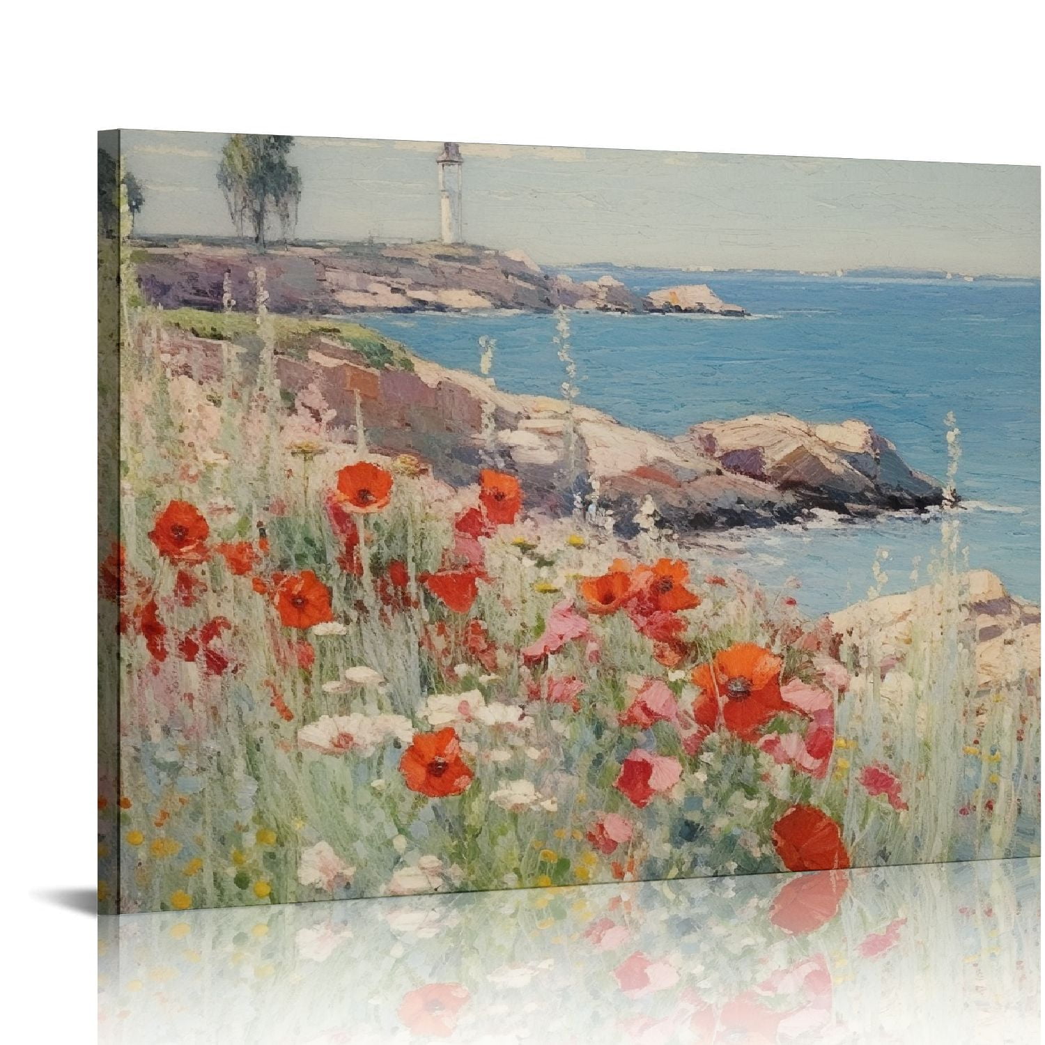 Nawypu Vintage Spring Painting Summer Landscape with Wild Flowers ...