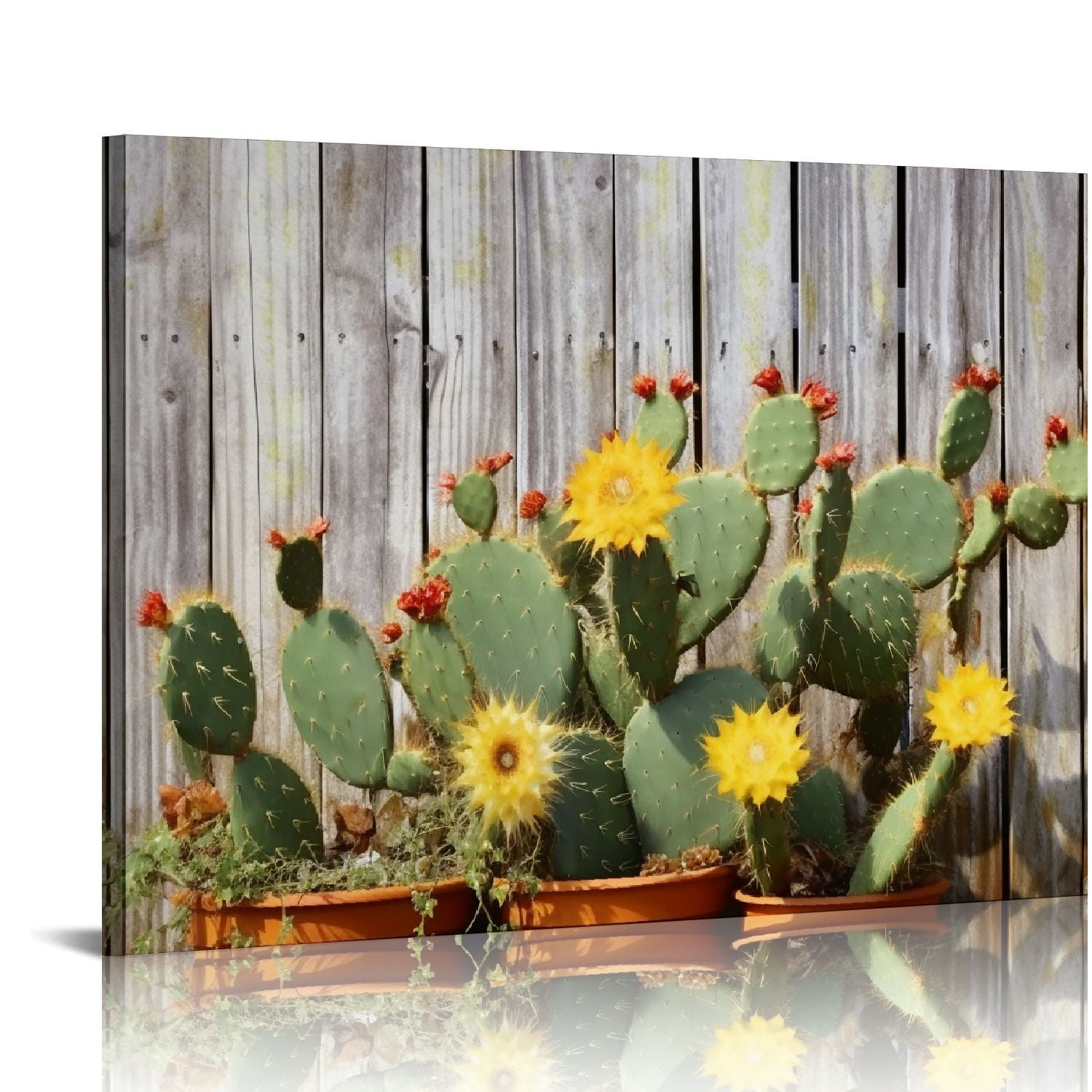 Nawypu Vintage Succulent Cactus Painting Decor Wall Art Tropical Green ...