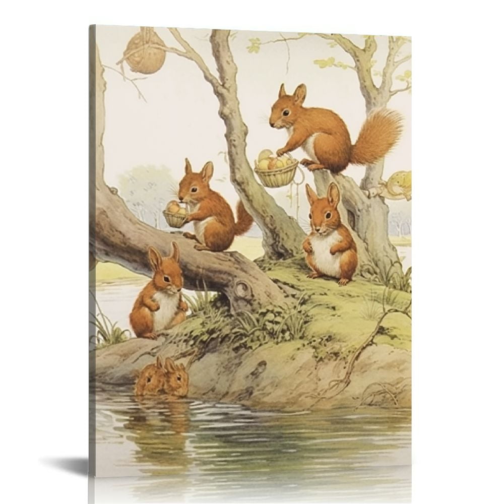 Nawypu Vintage Wall Art Bunny Canvas Peter Rabbit Nursery Decor Retro ...