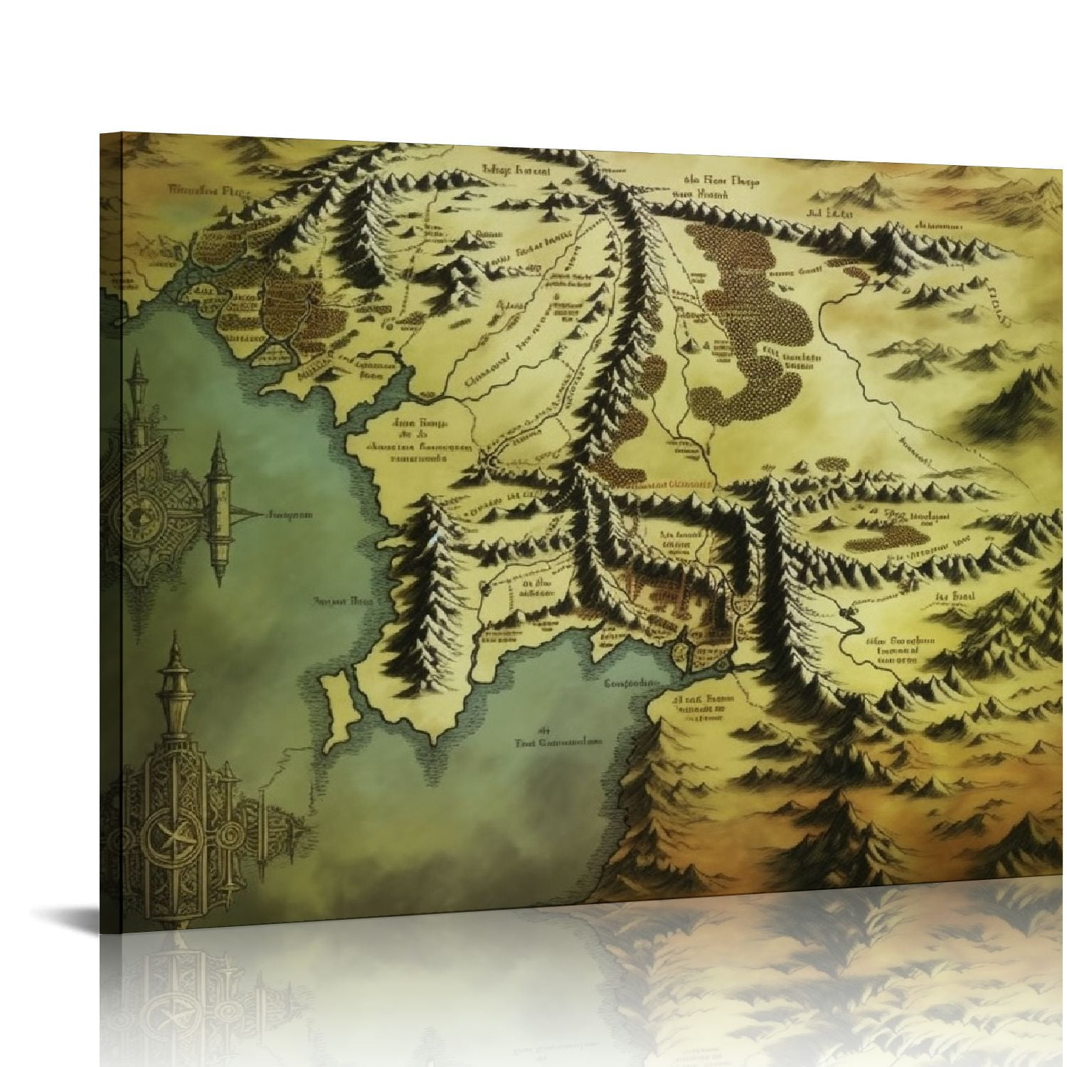 Nawypu Vintage Wall Map Posters Classic Middle Earth Earth Map Canvas ...