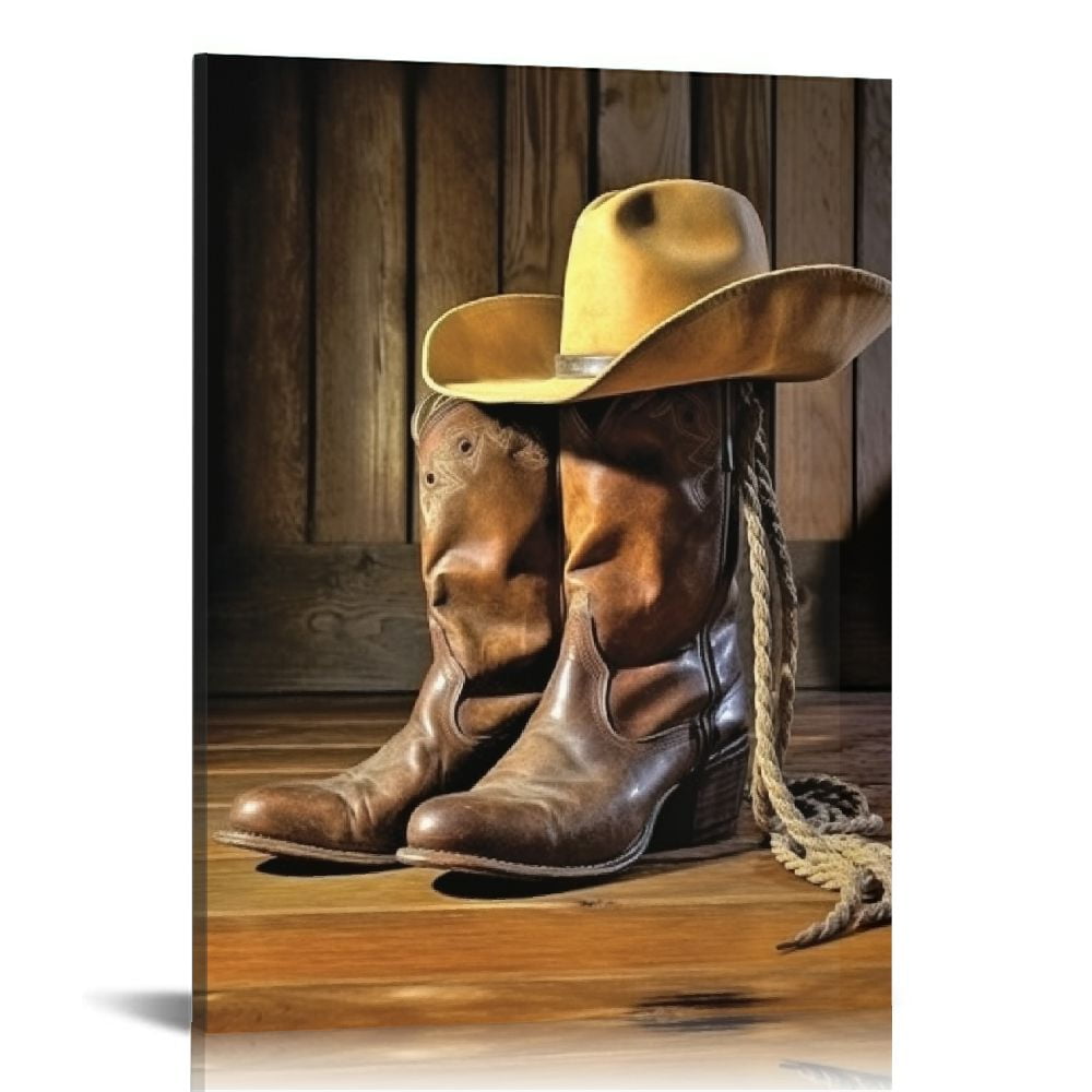 Nawypu Vintage Western Cowboy Wall Art - Cowboy Hat Boots Art Print ...