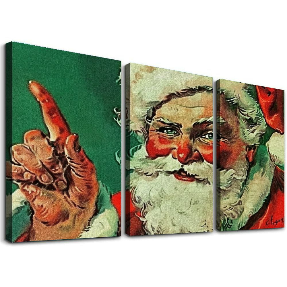 Nawypu Vintage Winking Santa Christmas Canvas Art Poster and Wall Art ...