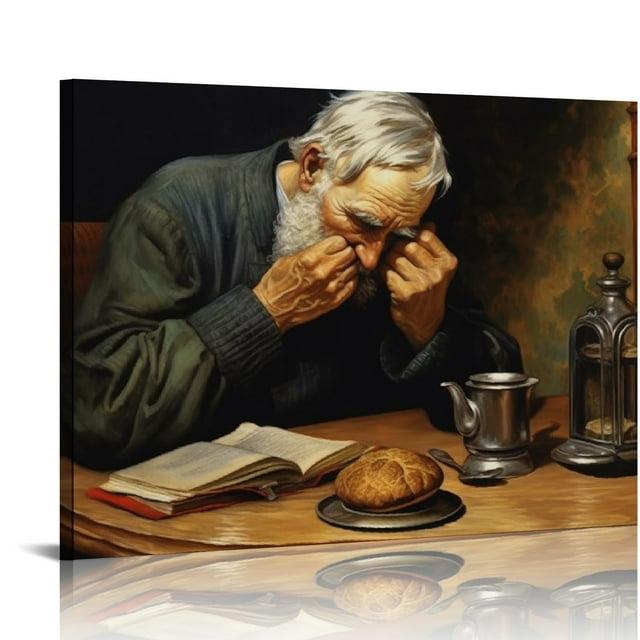 Nawypu Vintage posters Daily Bread Man Praying at Diner Table poster ...