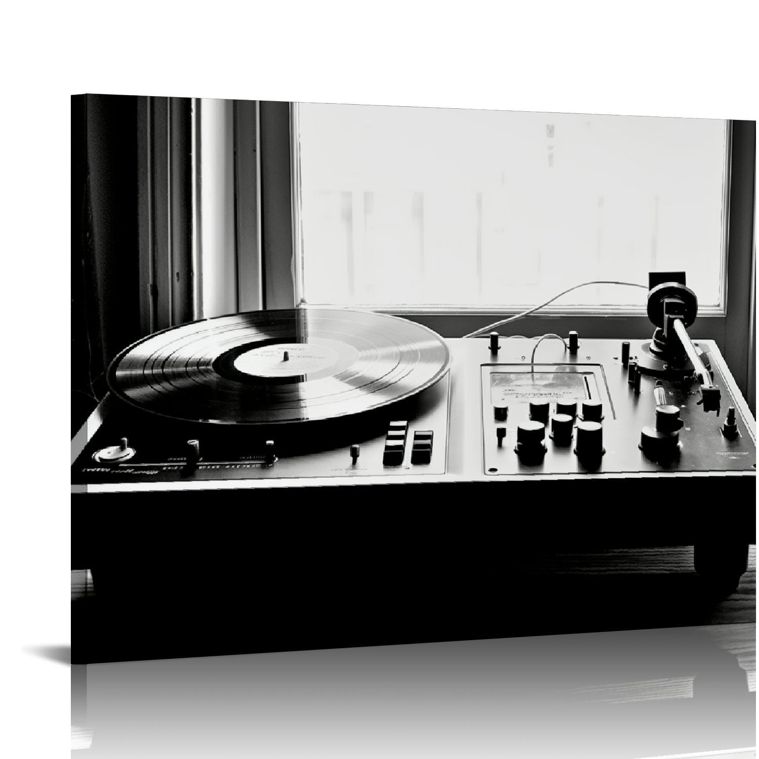 Nawypu Vinyl record spinning on record player. Canvas Wall Art Print ...