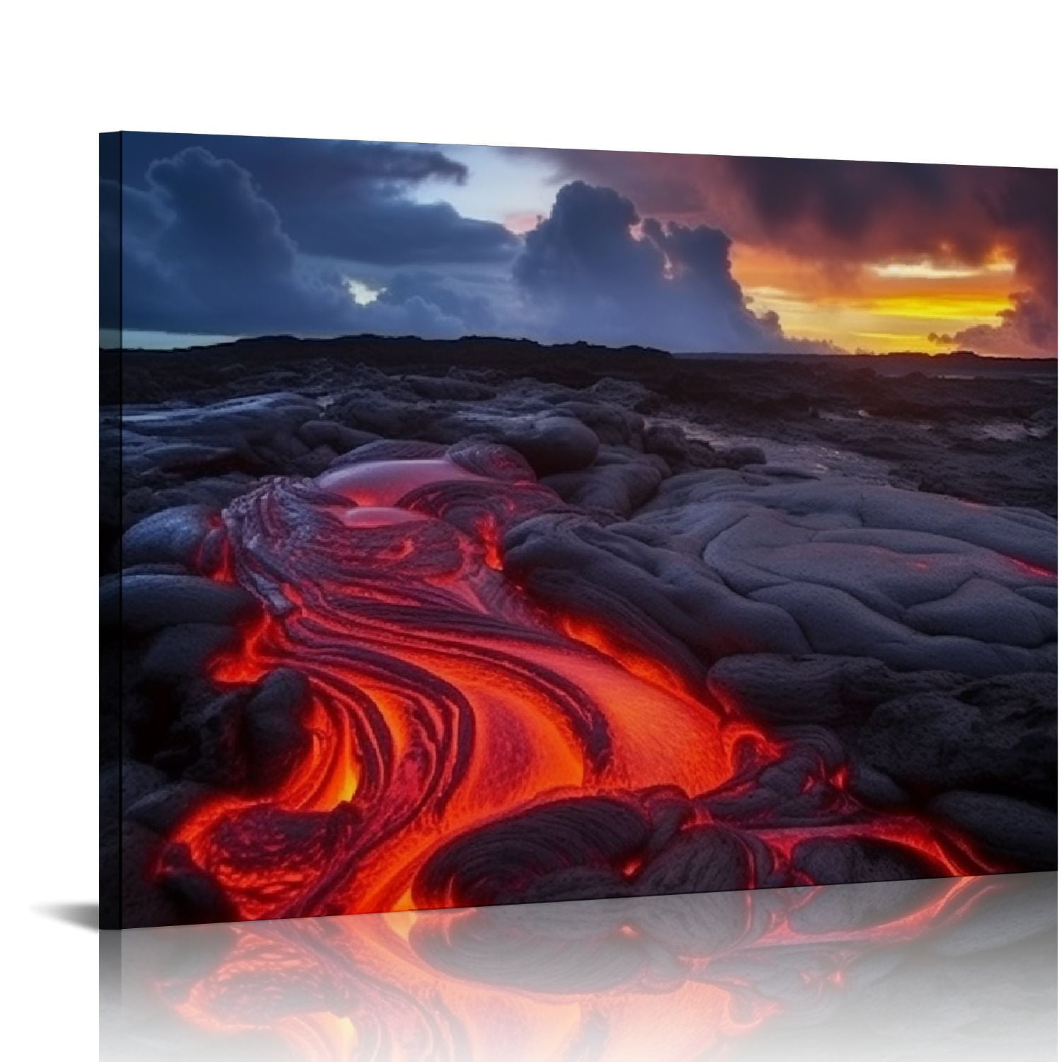 Nawypu - Volcano Canvas Wall Art Sunrise Mountain Lava and Twilight ...