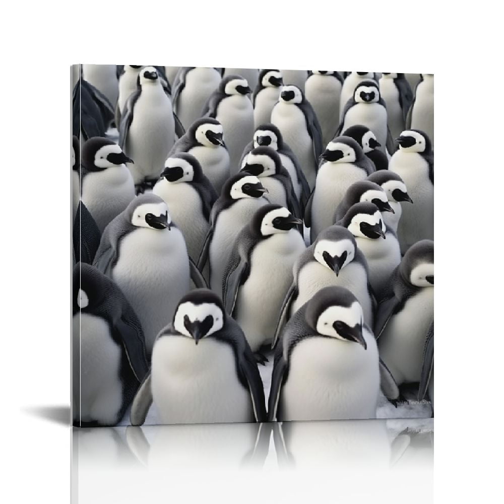 Nawypu Wall Art Antarctic Cute Penguin Painting on Canvas Wall ...