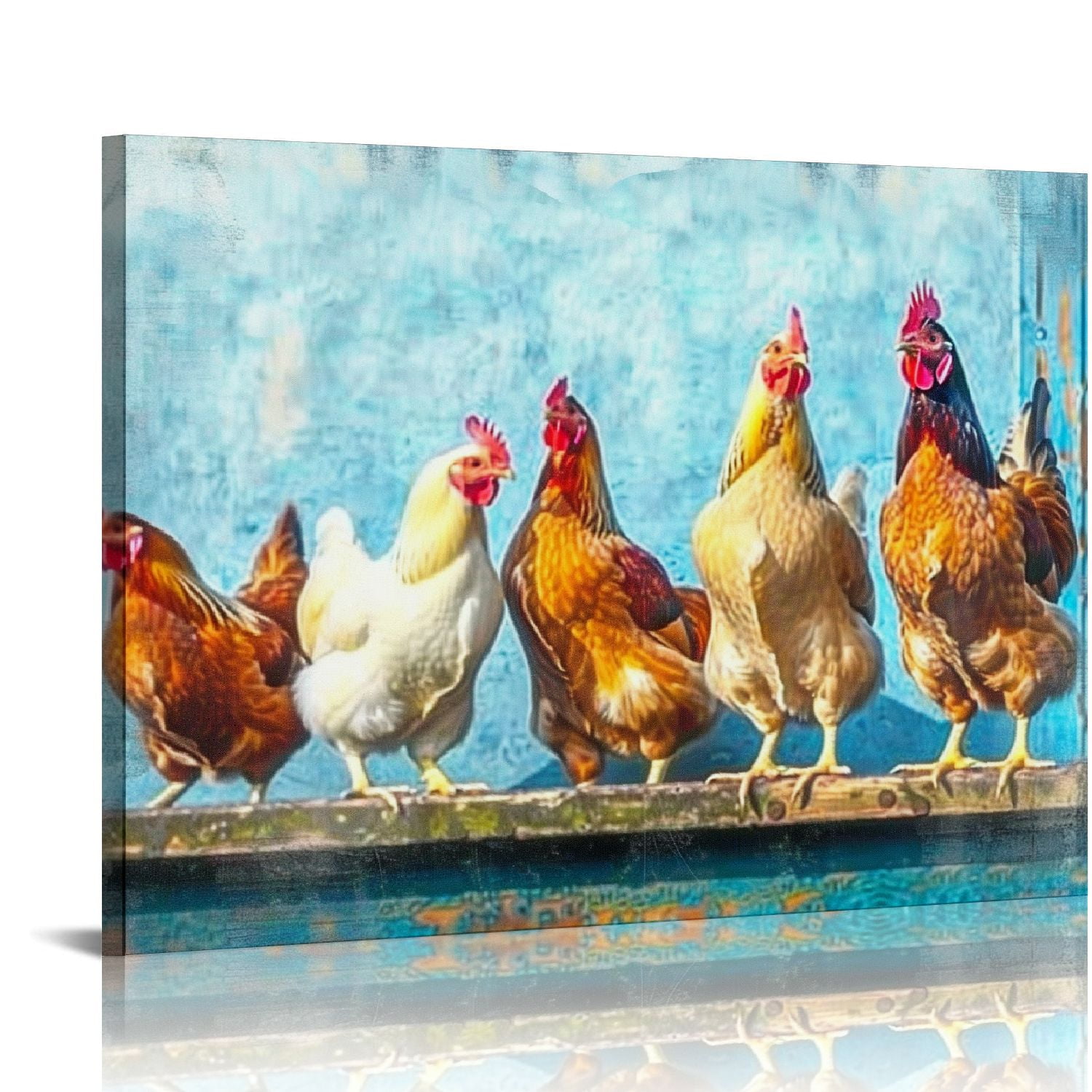 Nawypu Wall Art-Black Framed Canvas Decorative Painting,Cock Hen Canvas ...